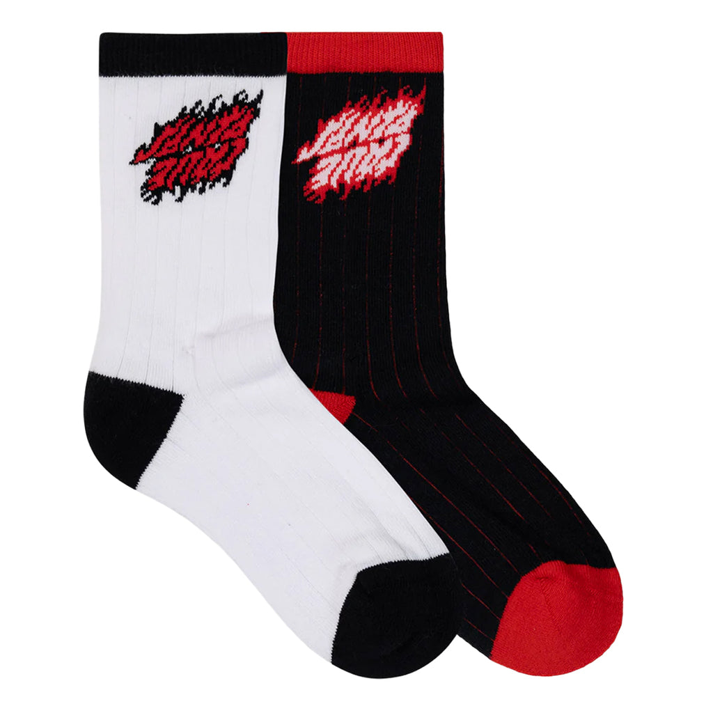 Santa Cruz Flamed Stack Upside Down Youth Socks 2-Pack