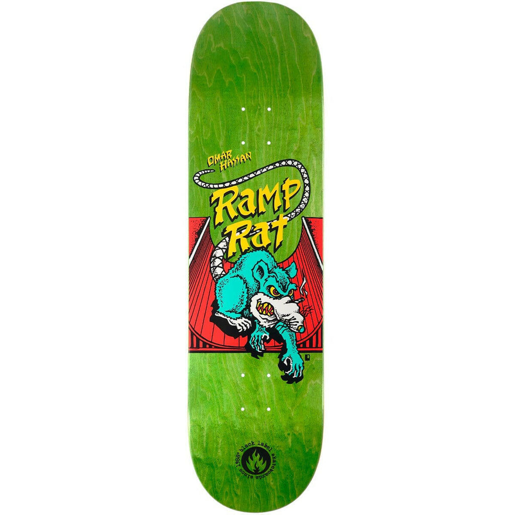 Black Label Omar Hassan Ramp Rat 8.625 Green Skateboard Deck