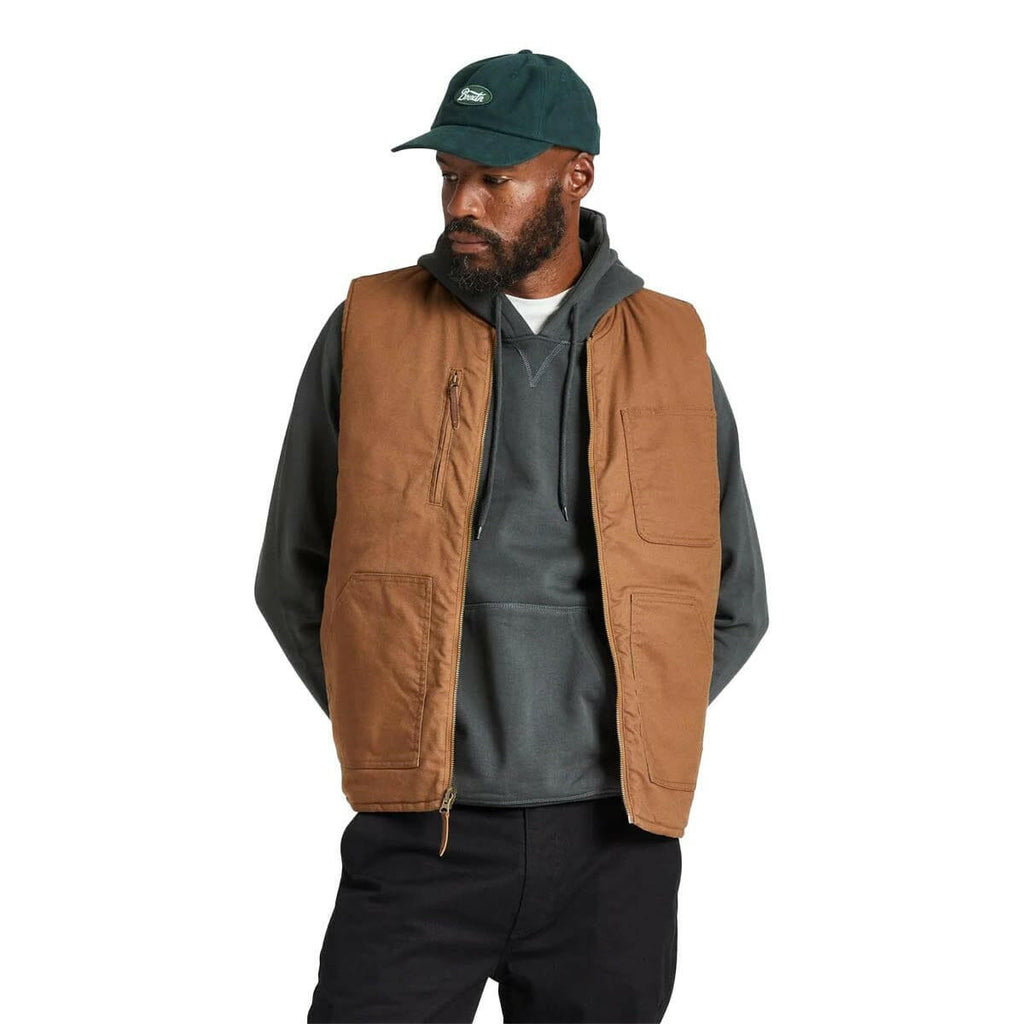 Brixton Abraham Reversible Vest Bison In Burnt Red