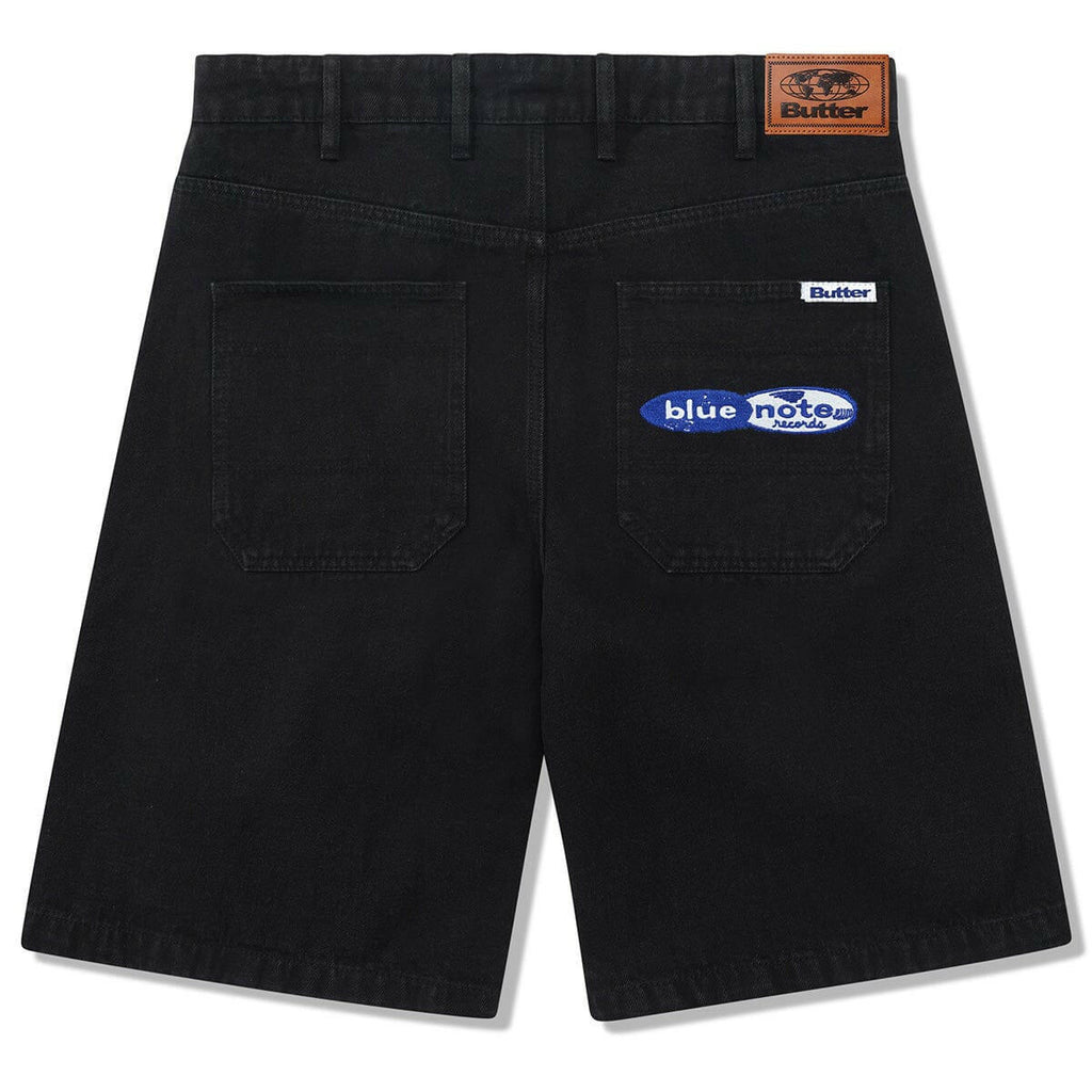 Butter Goods Blue Note Pleated Denim Shorts in Washed Black