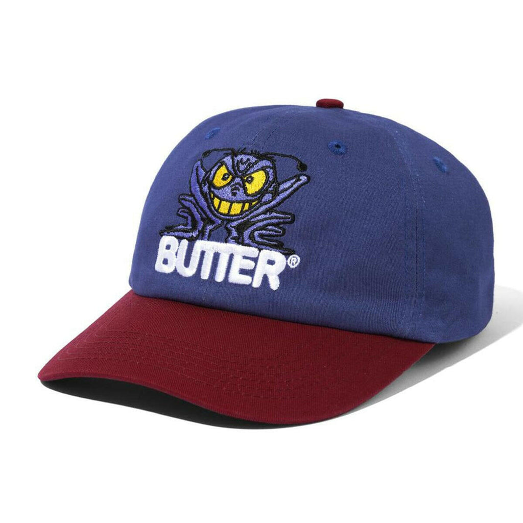 Butter Goods Insect 6 Panel Cap In Navy & Maroon