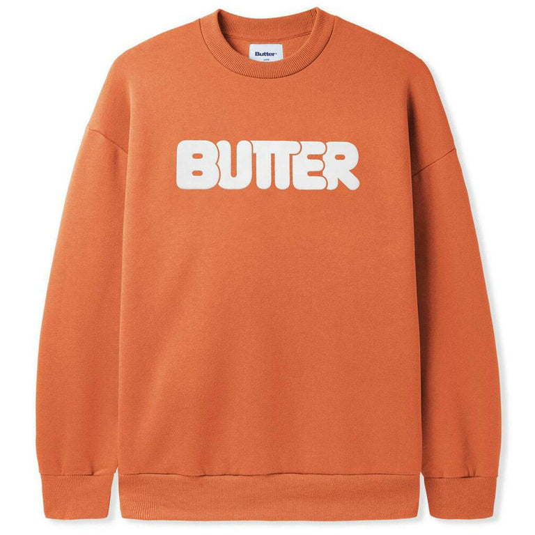 Butter Goods Rounded Logo Crew in Washed Orange - Buy Now