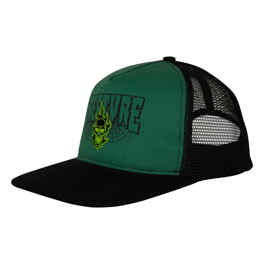 Creature Bonehead 2 Trucker Hat | Green Cap with Skull Relic Graphic