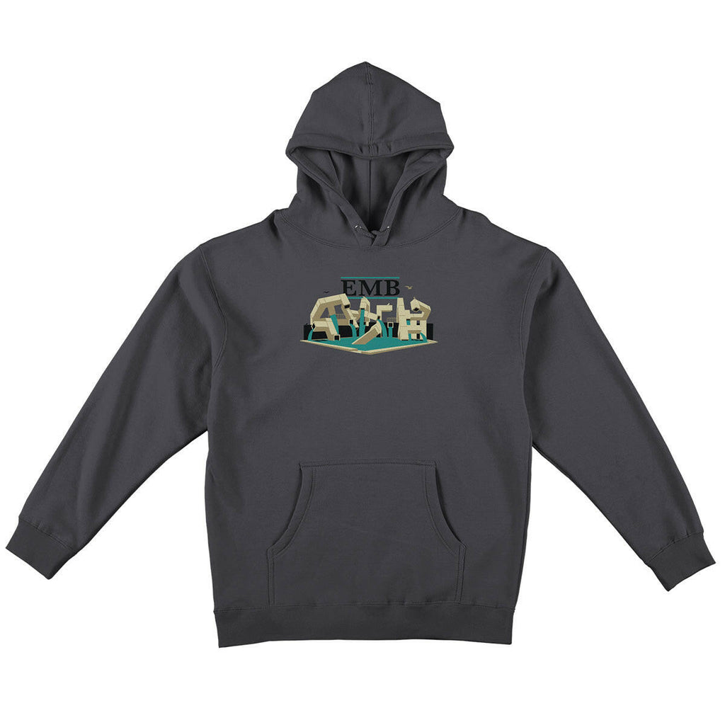 Real EMB Hoodie | Charcoal Pullover Hoodie with EMB Graphic
