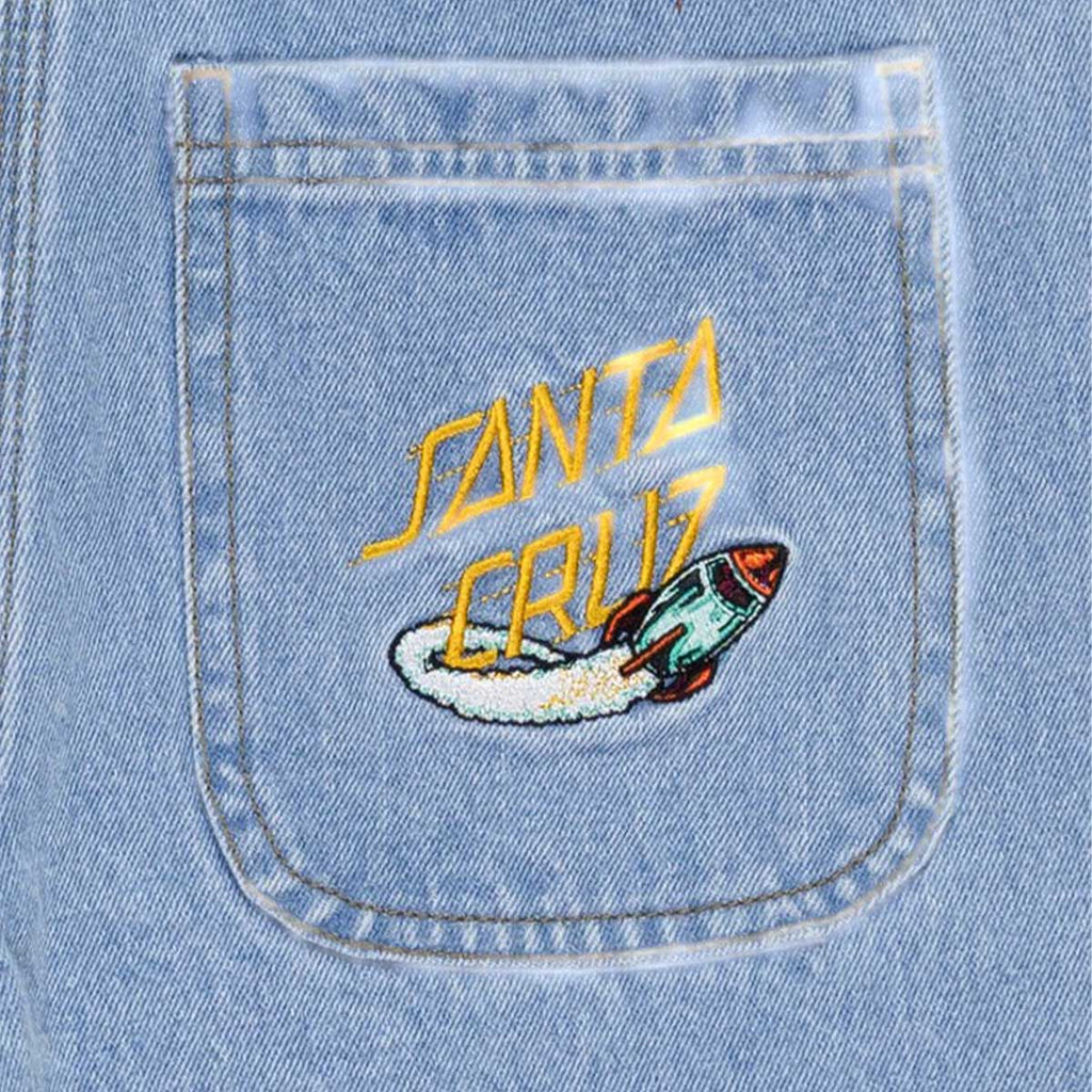 Santa Cruz Space Rocket Stack Youth Shorts Mid Blue