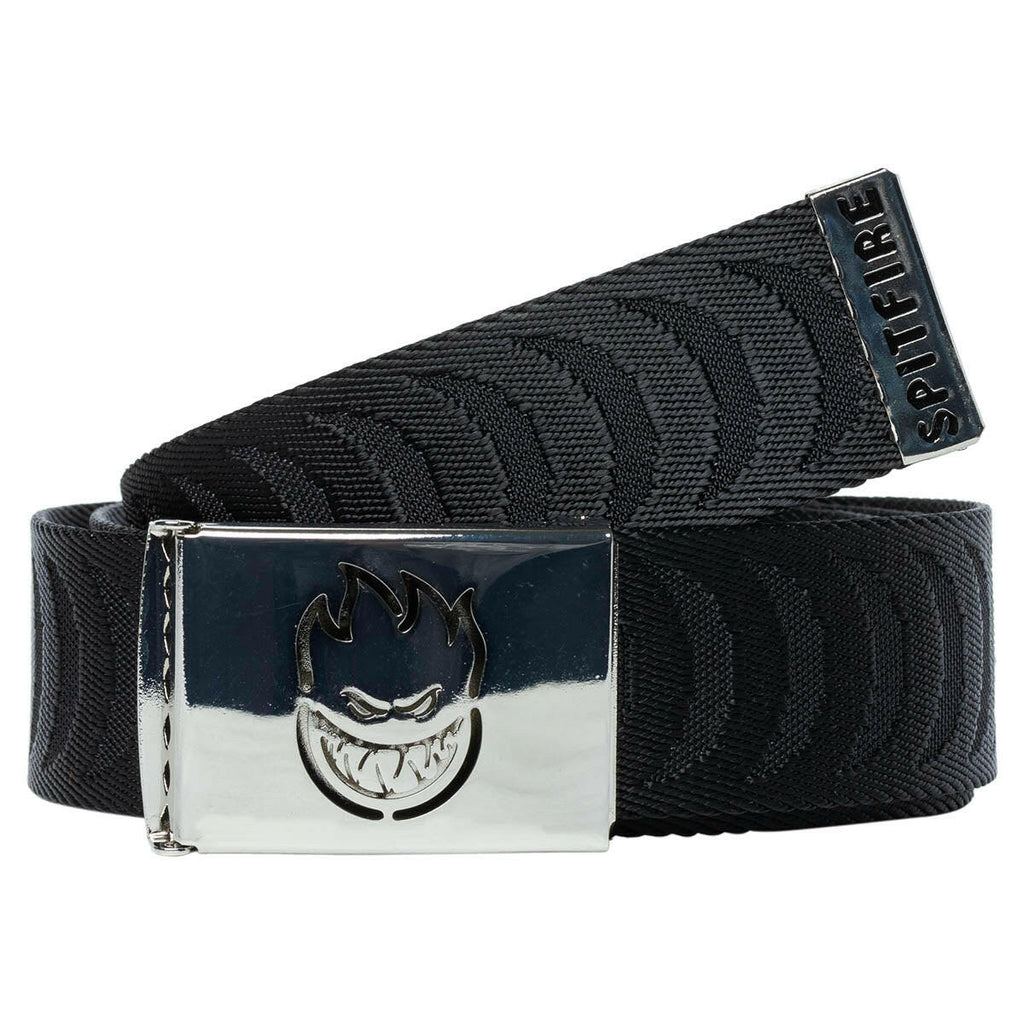 Spitfire Bighead Swirl Belt | Black Web Belt with Cut-Out Logo