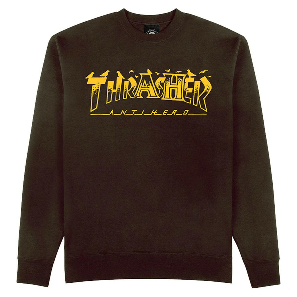 Thrasher - Anti Hero Pigeon Mag Crew Dark Chocolate | OCD Skate Shop