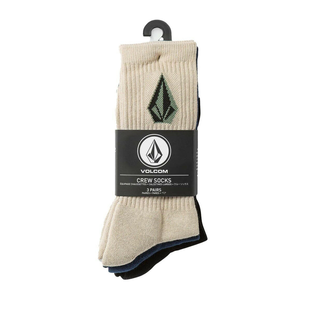 Volcom Full Stone 3 Pack Socks Pale Khaki