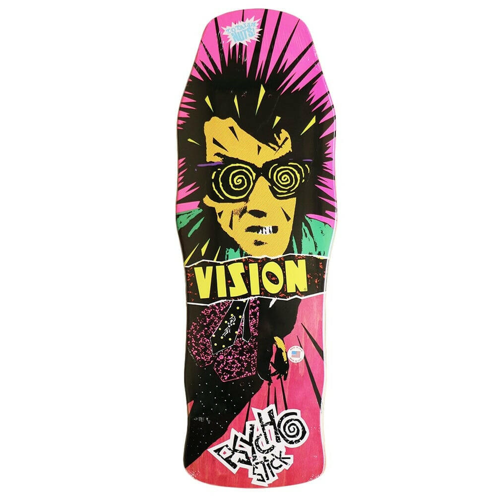 Vision - Psycho Stick Pink Stain 10.0" Reissue Skateboard Deck
